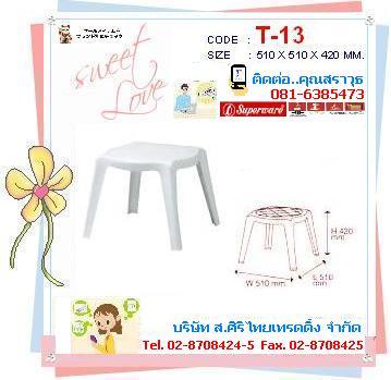 T-13 โต๊ะพลาสติก (โต๊ะสระน้ำ- แบบกลมเตี้ย วางข้างเตียงสนาม CH-27) Superware @(# ขายส่ง#) เก้าอี้ ...